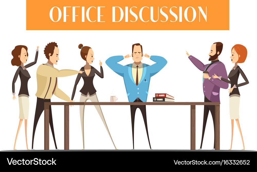 Office discussion cartoon style Royalty Free Vector Image