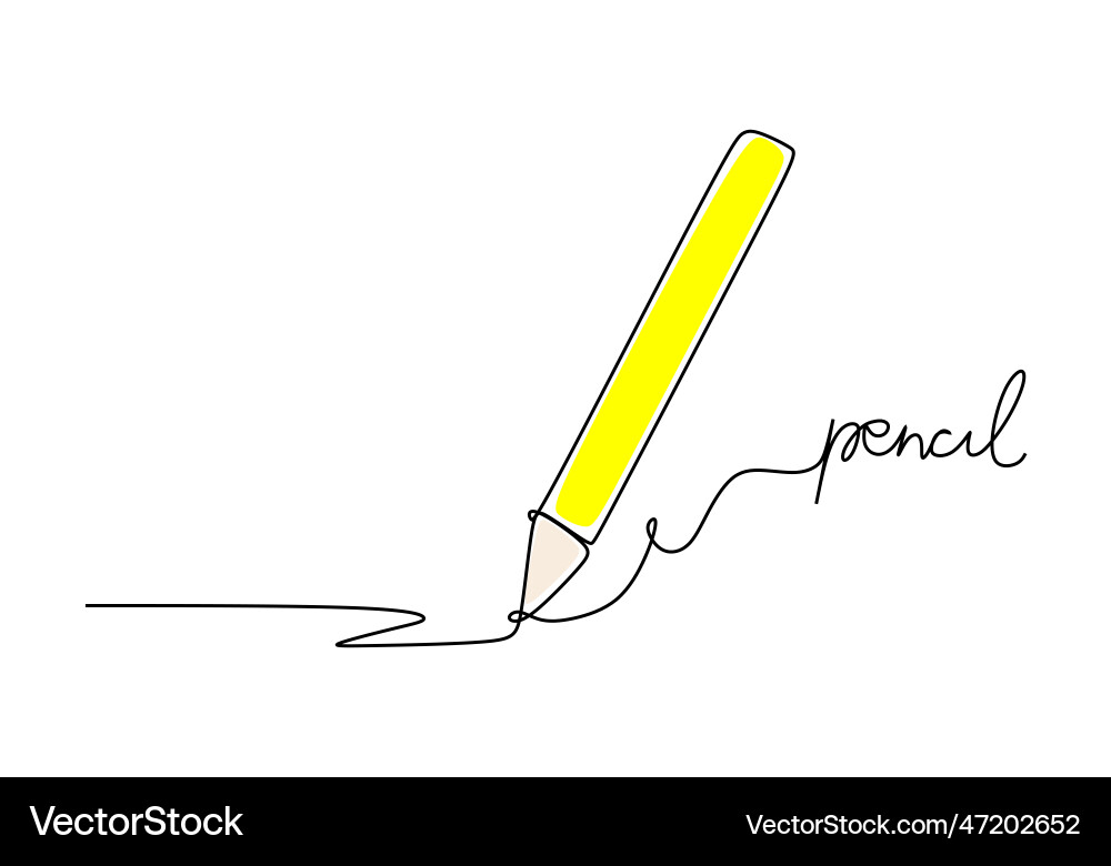 Pencil - school education object one line drawing Vector Image