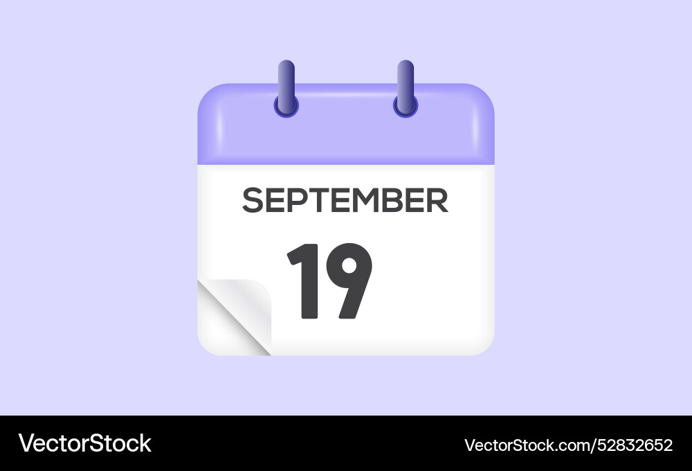 September 19 - calendar and time planner daily Vector Image