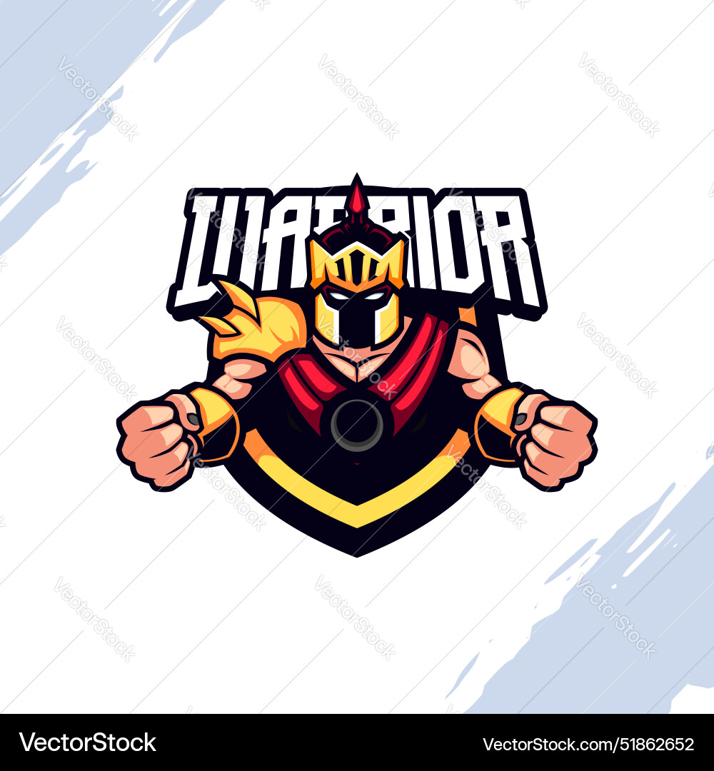 Strong muscular gladiator with golden helmet Vector Image