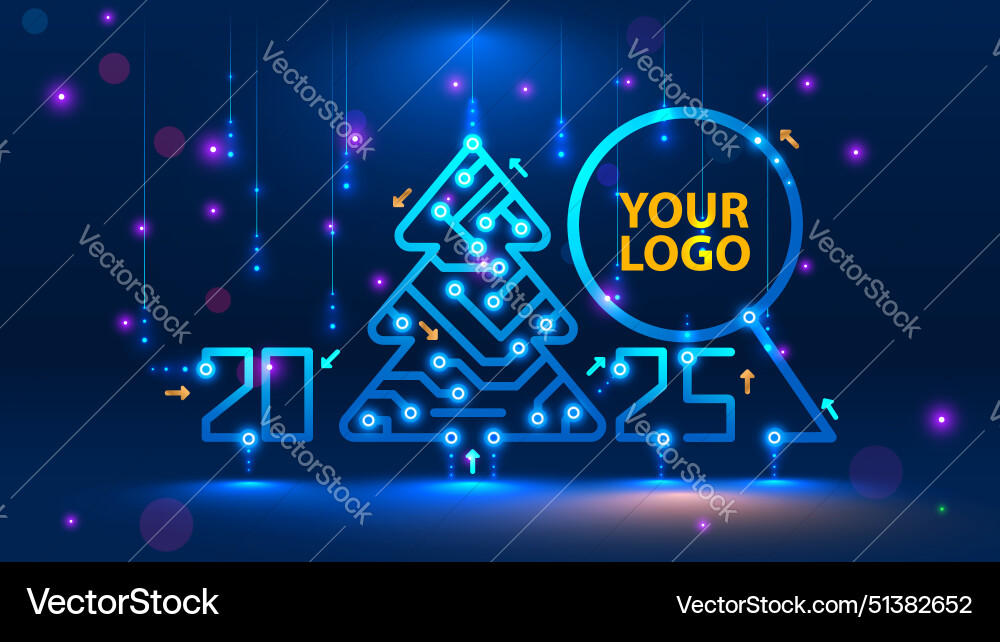 Tech Christmas: 2025 Circuit Board Royalty Free Vector Image