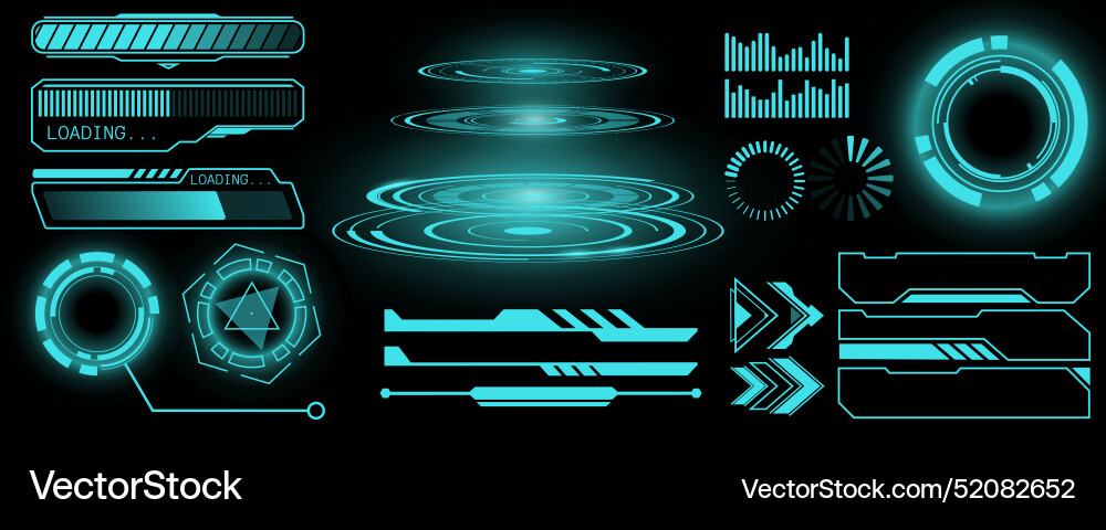 Ui digital hud ai futuristic isolated glowing Vector Image