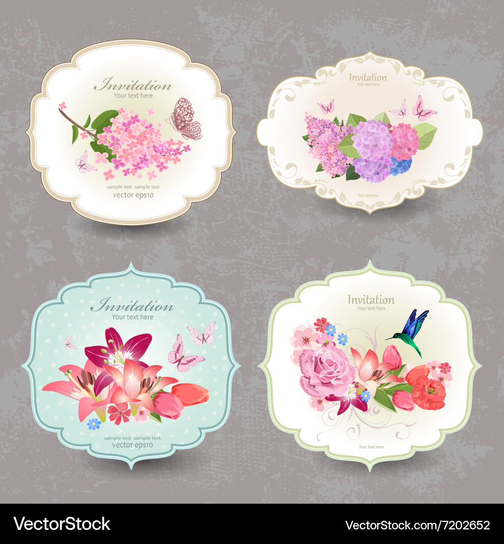 Vintage Floral Labels Royalty Free Vector Image
