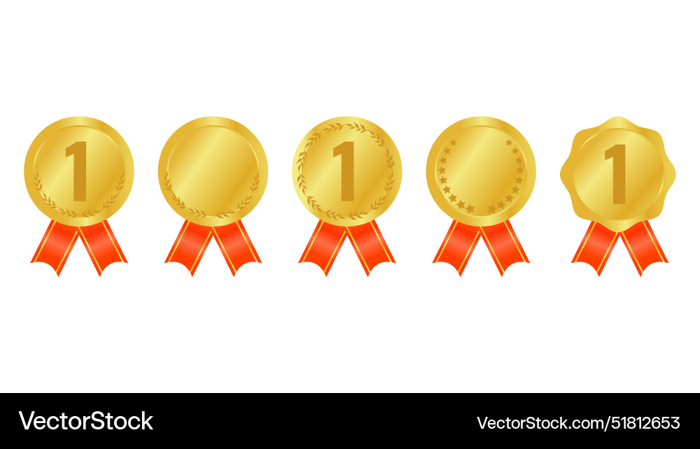Award medal ribbon crown rank design elements Vector Image