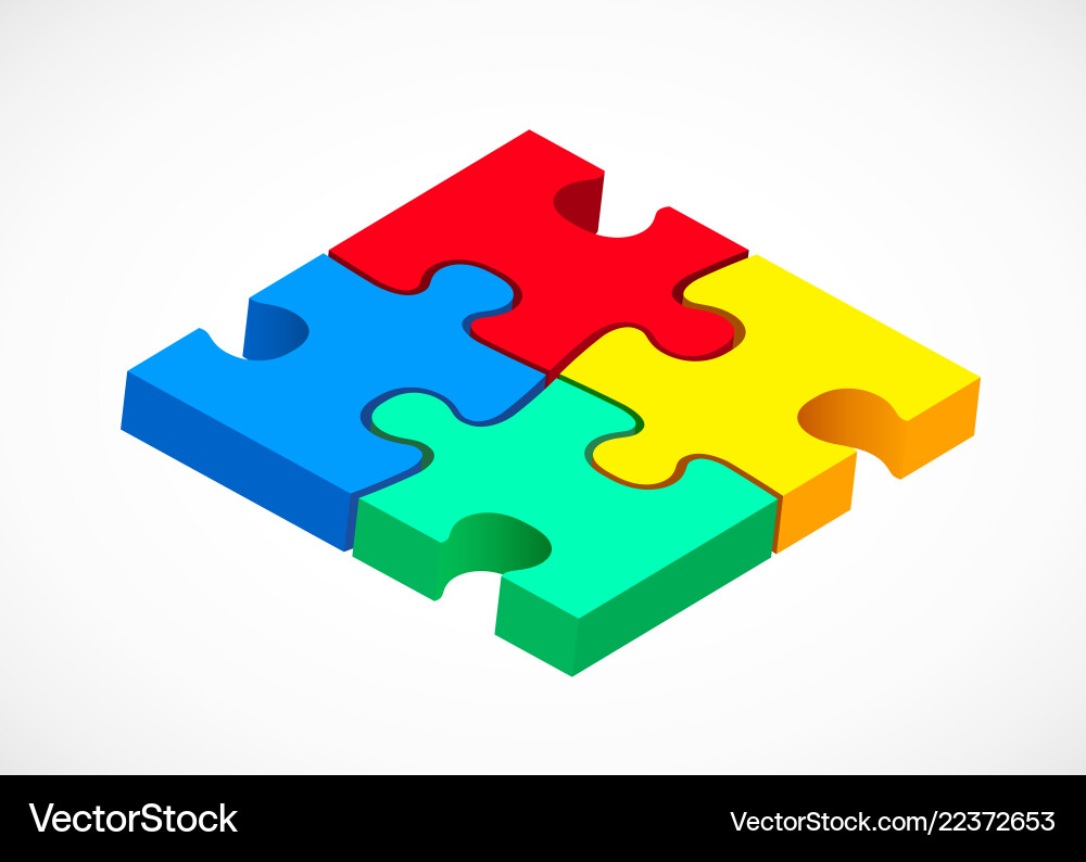 Four piece puzzle solution concept modern design Vector Image