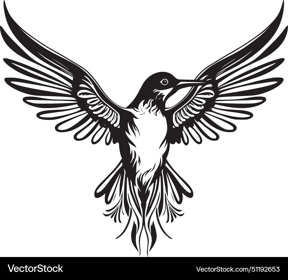 Hummingbird - black and white Royalty Free Vector Image