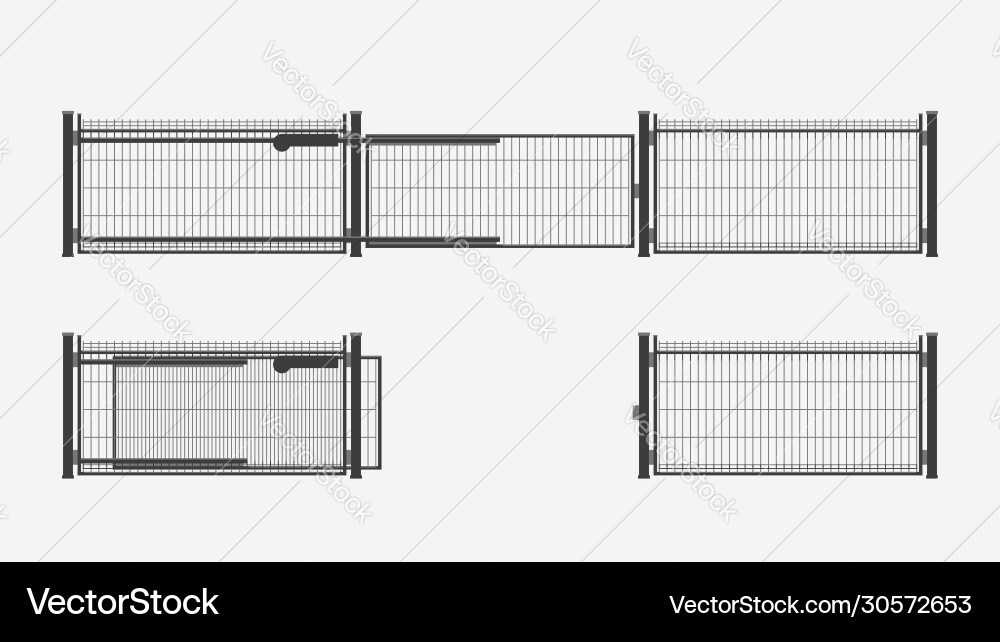 Modern automatic metal gates set Royalty Free Vector Image