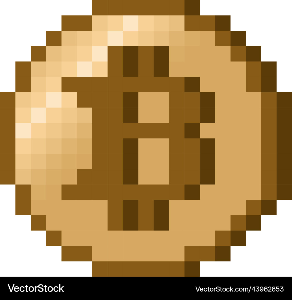 Pixel 8 bit bitcoin - isolated art Royalty Free Vector Image