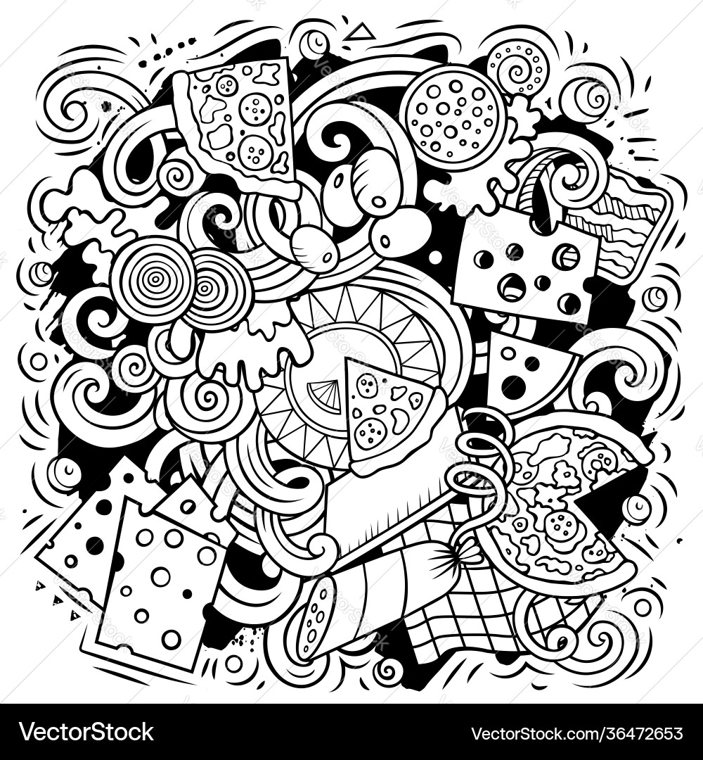 Pizza cartoon doodle funny design Royalty Free Vector Image