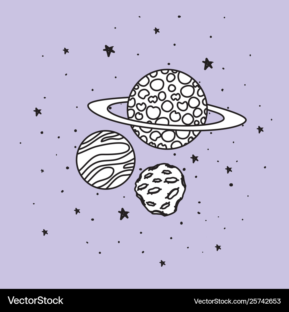 Planets and stars in space design Royalty Free Vector Image