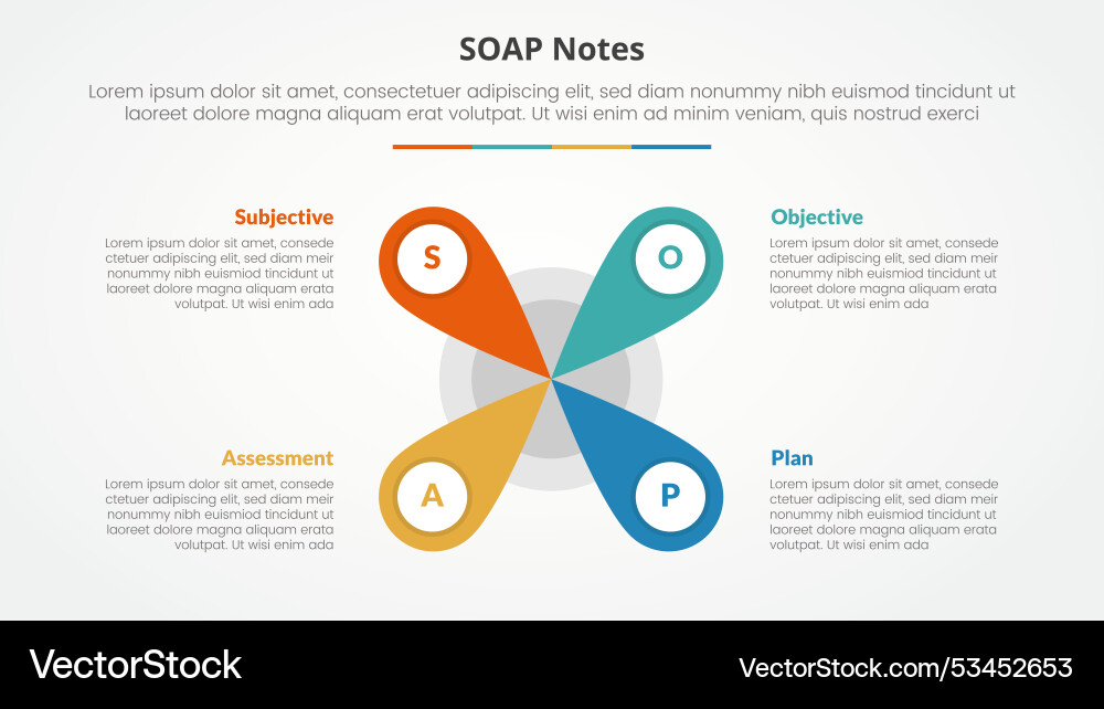 Soap note infographic concept for slide Royalty Free Vector