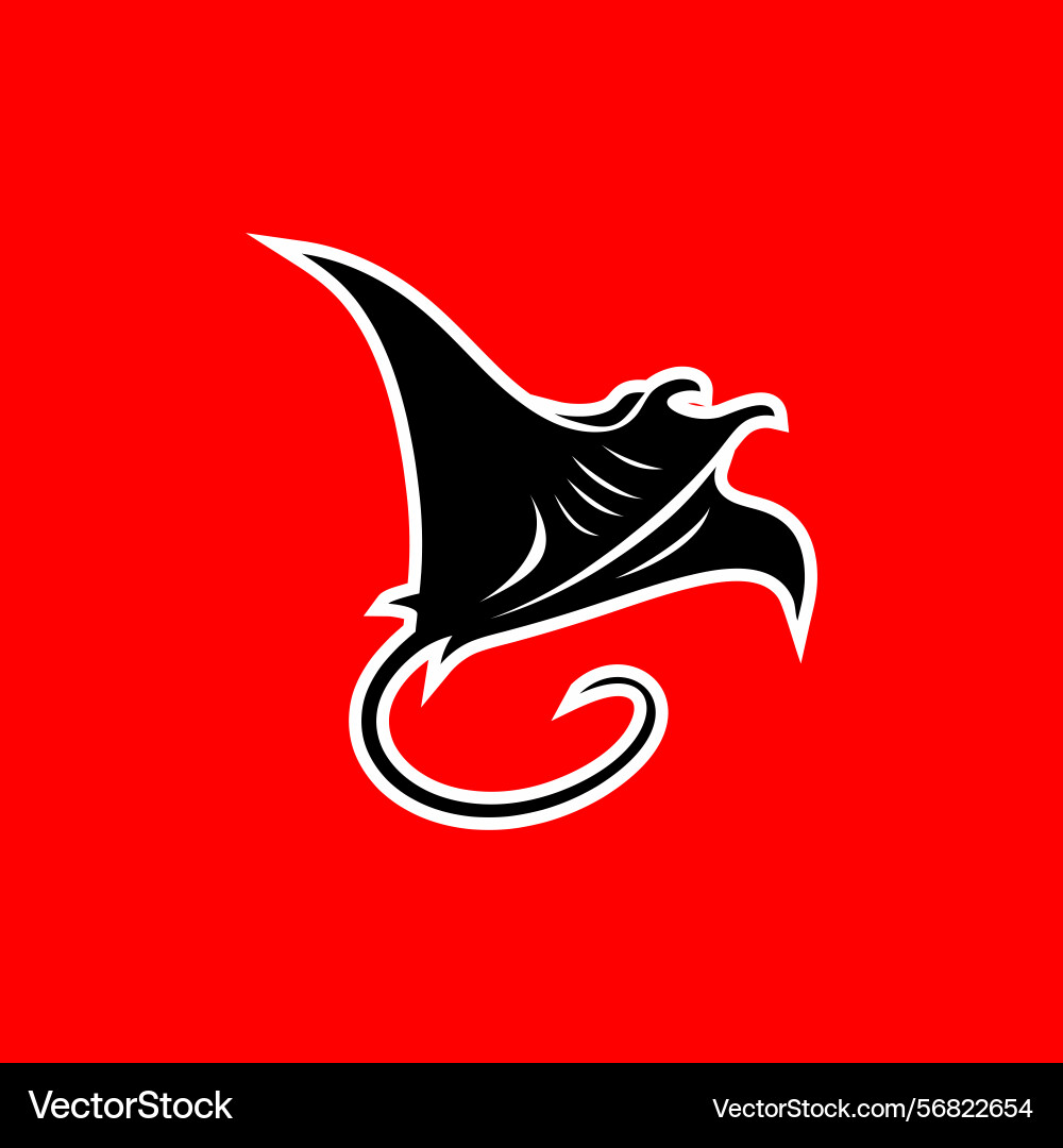 Bold manta ray on red background Royalty Free Vector Image