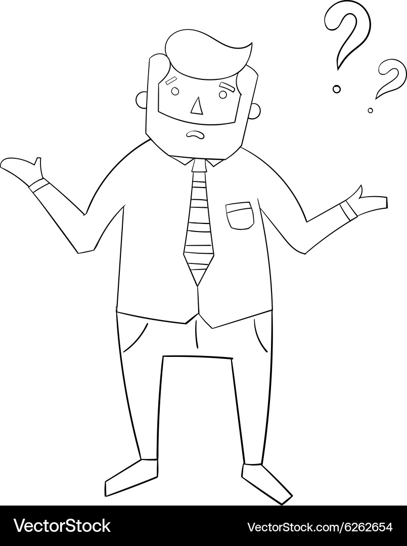 Businessman and question Royalty Free Vector Image