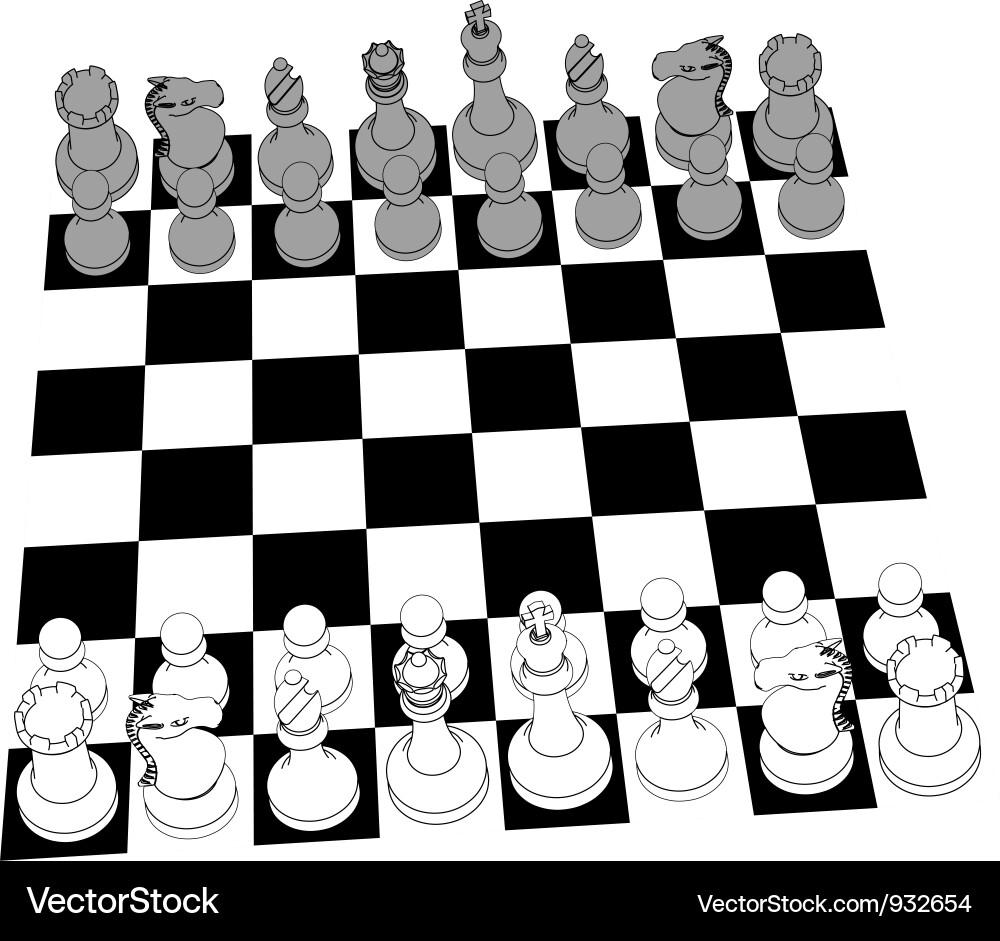 Chess Game Pieces - 3D Line Art Royalty Free Vector Image