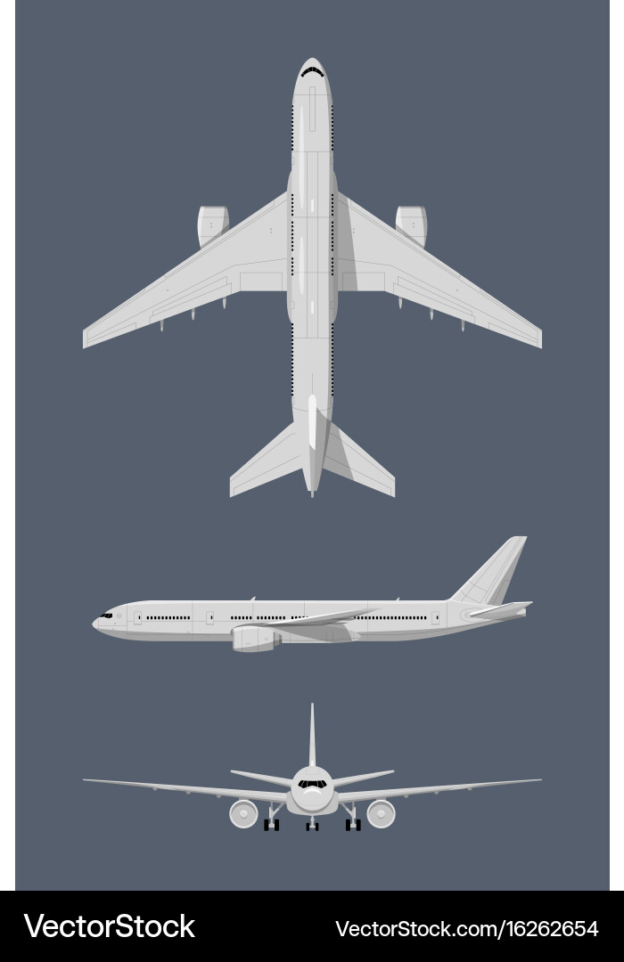 Different sides of modern airplane Royalty Free Vector Image