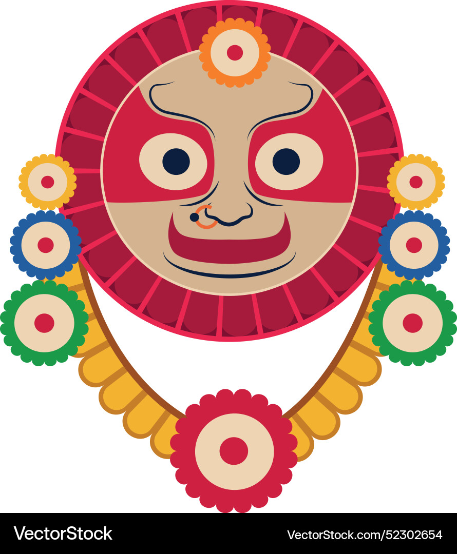 Lord balbhadra mask rath yatra Royalty Free Vector Image