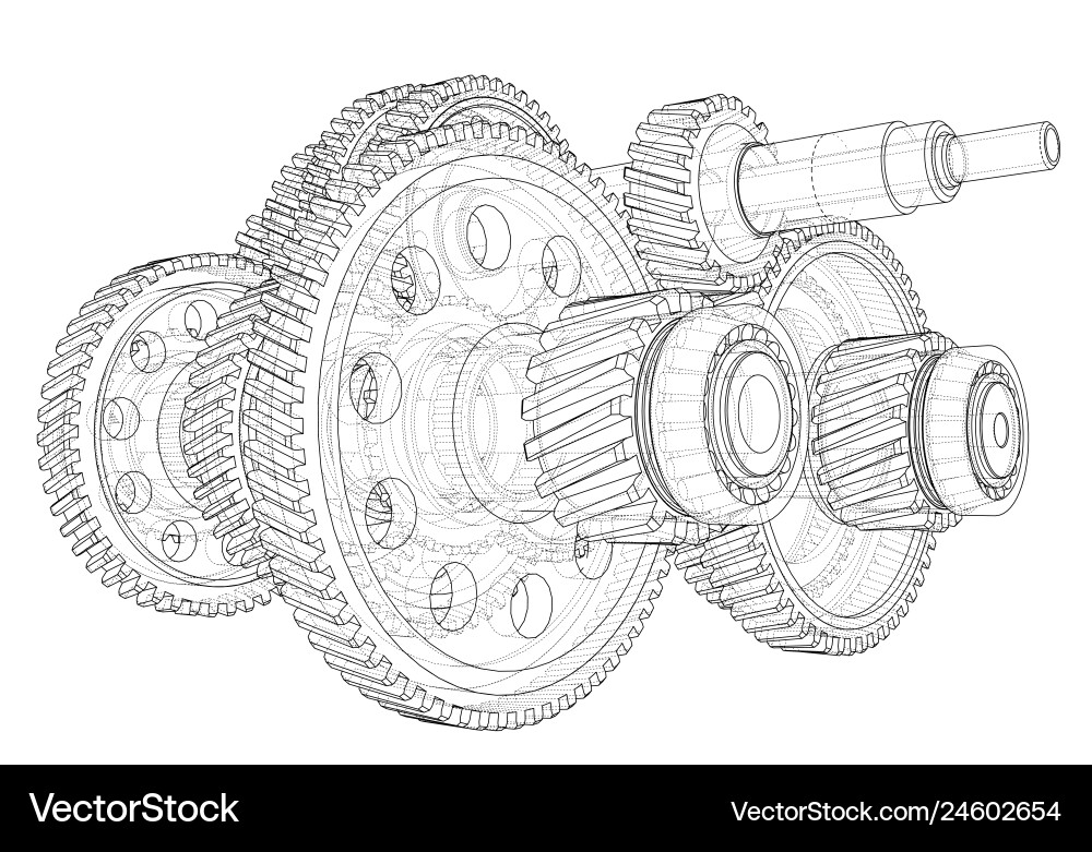 Outline gearbox concept Royalty Free Vector Image