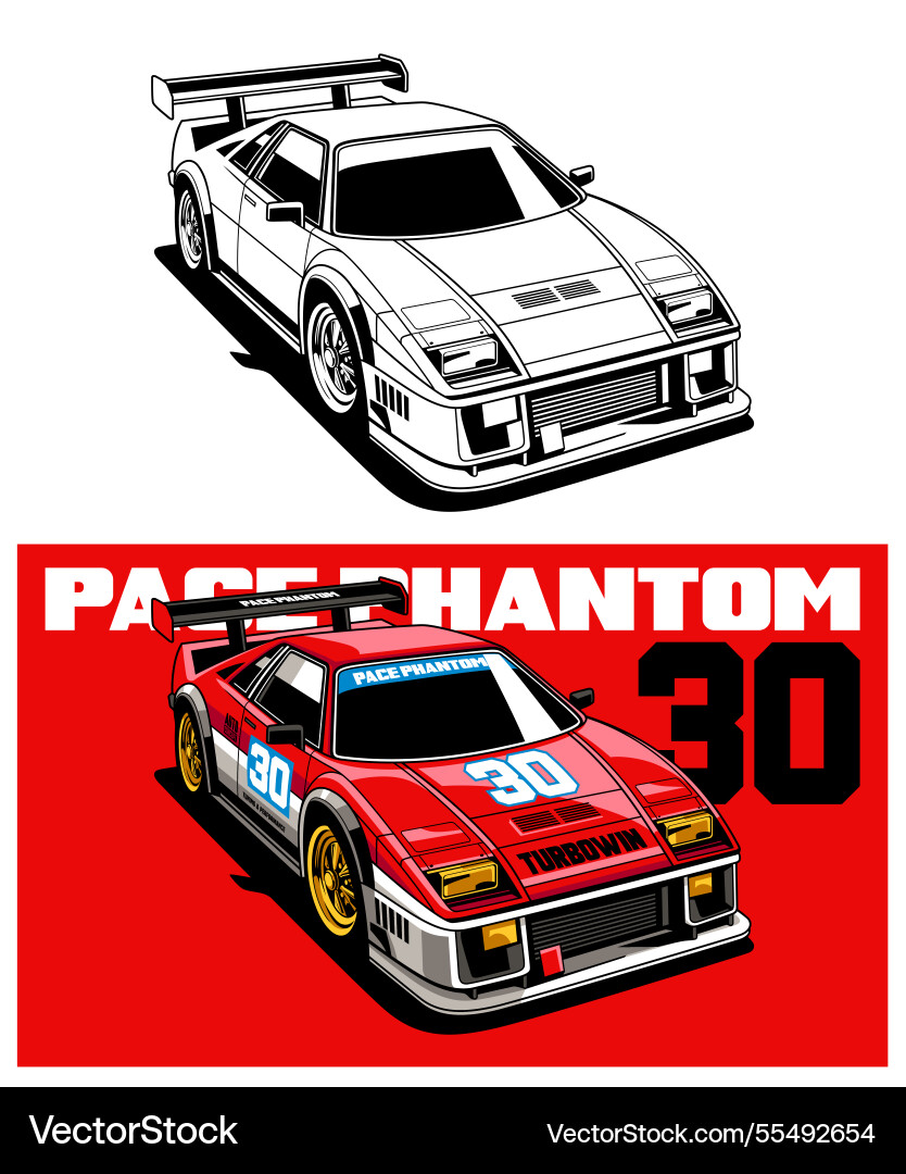 Pace phantom racing car design Royalty Free Vector Image