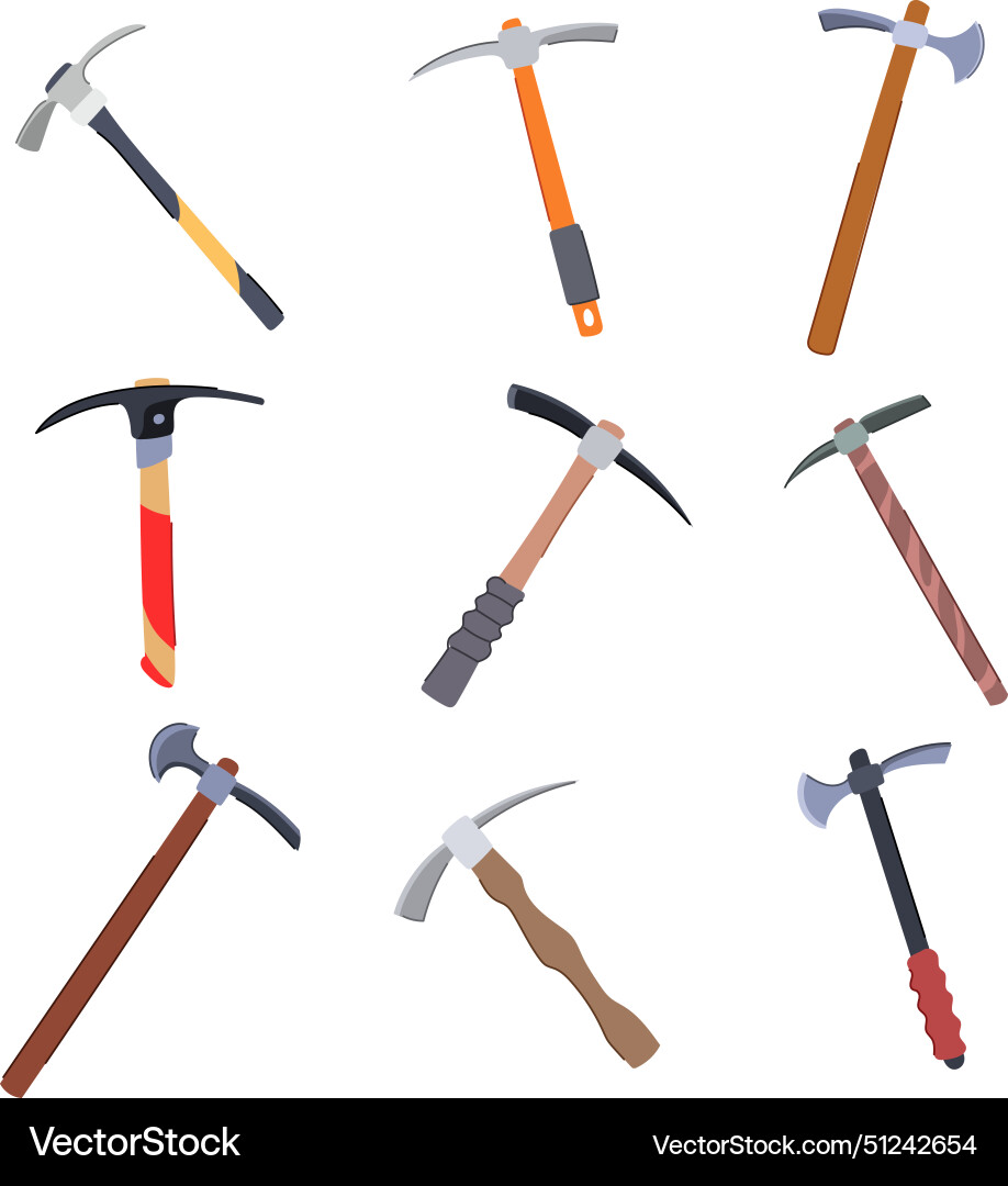 Pickaxe set cartoon Royalty Free Vector Image - VectorStock