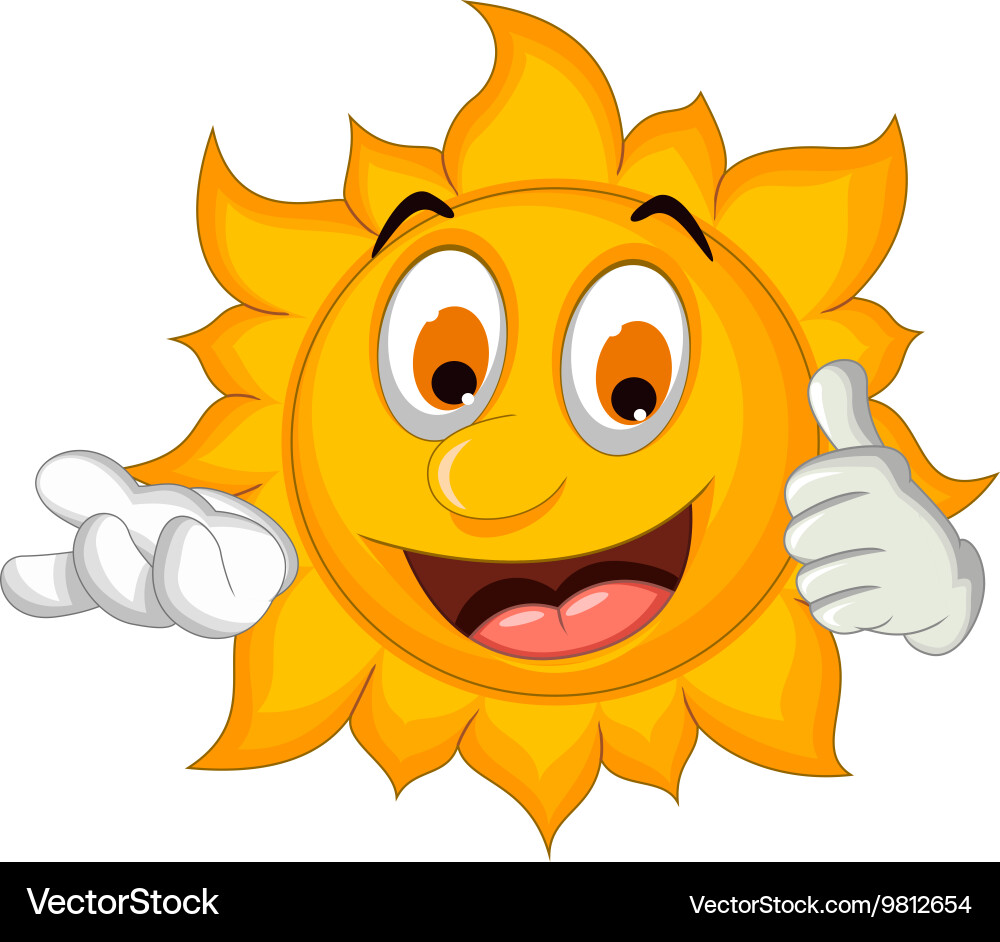 Sun cartoon thumb up Royalty Free Vector Image