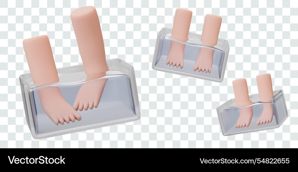 3d legs in transparent container with water set Vector Image