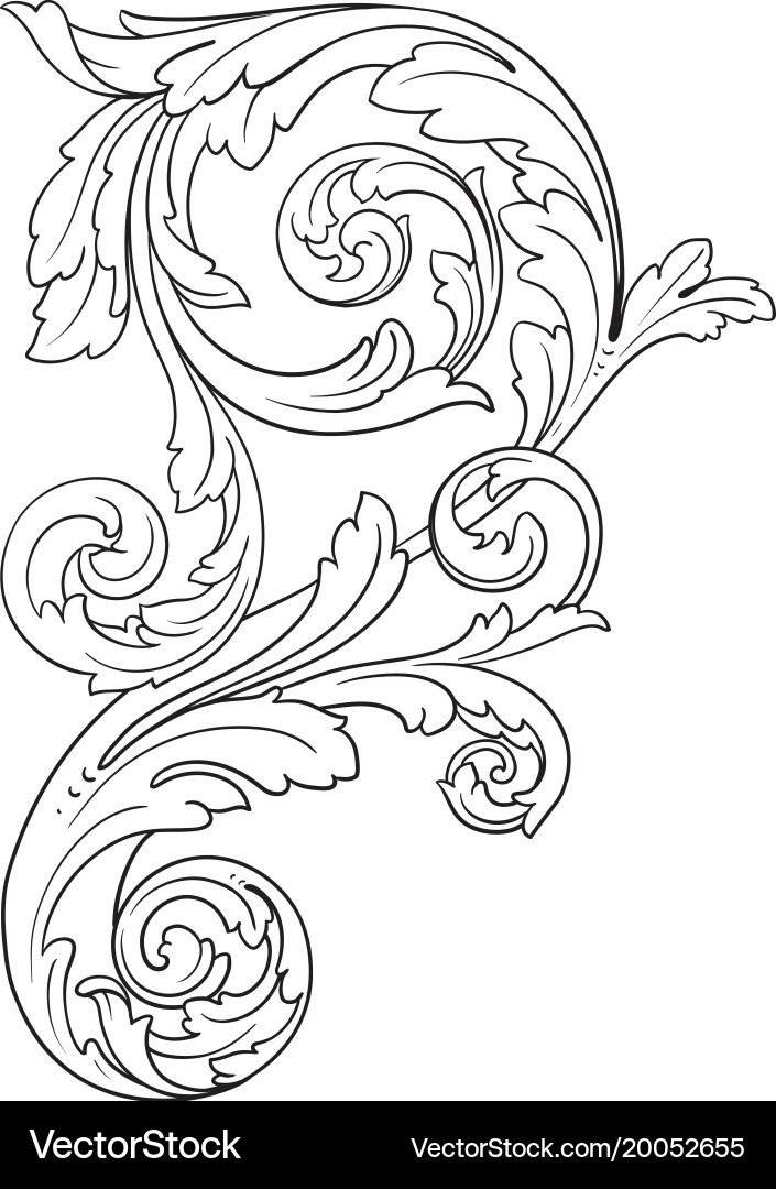 Baroque Scroll Ornament Royalty Free Vector Image