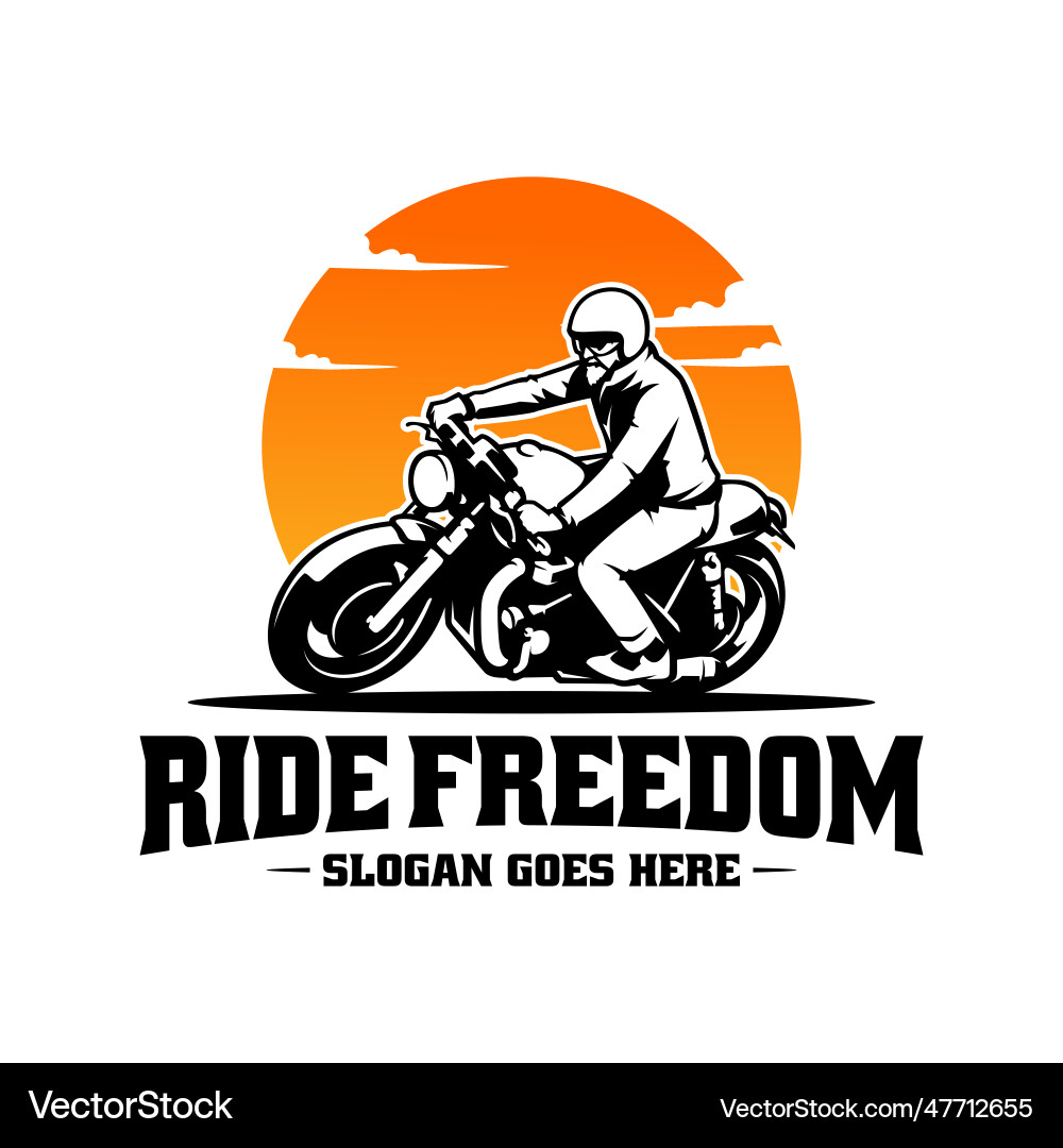 Biker riding motorcycle logo Royalty Free Vector Image