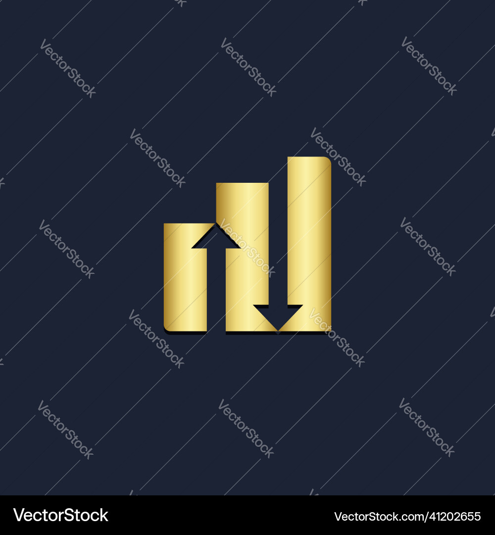 Business chart arrow exchange gold logo Royalty Free Vector