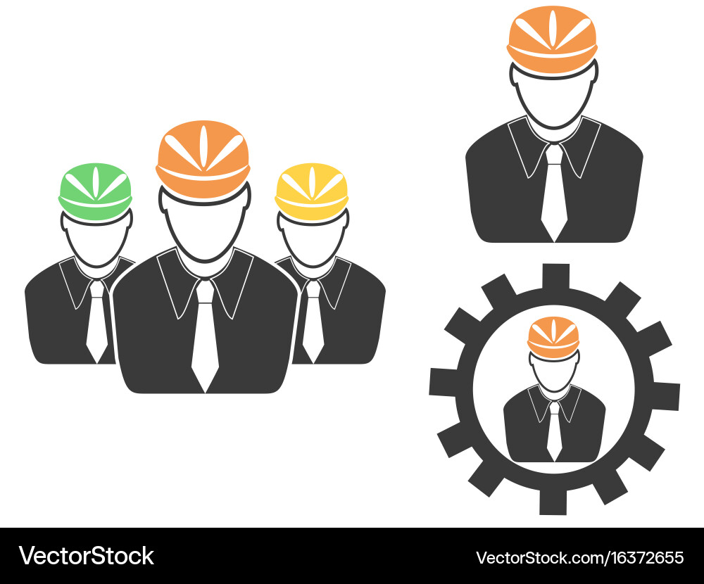 Engineer Head Icons Set - Construction Royalty Free Vector