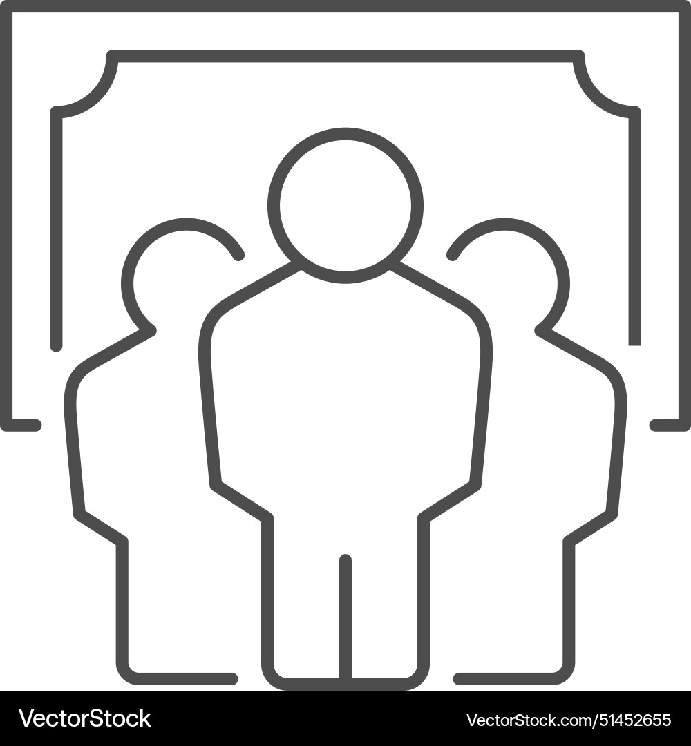 Exhibition visitors line outline icon Royalty Free Vector