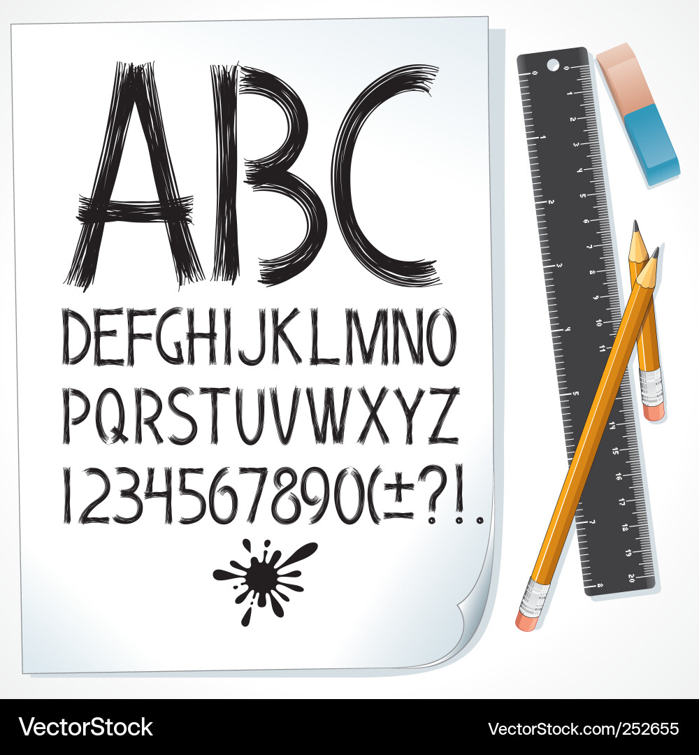 Hand-Drawn Alphabet Set Royalty Free Vector Image