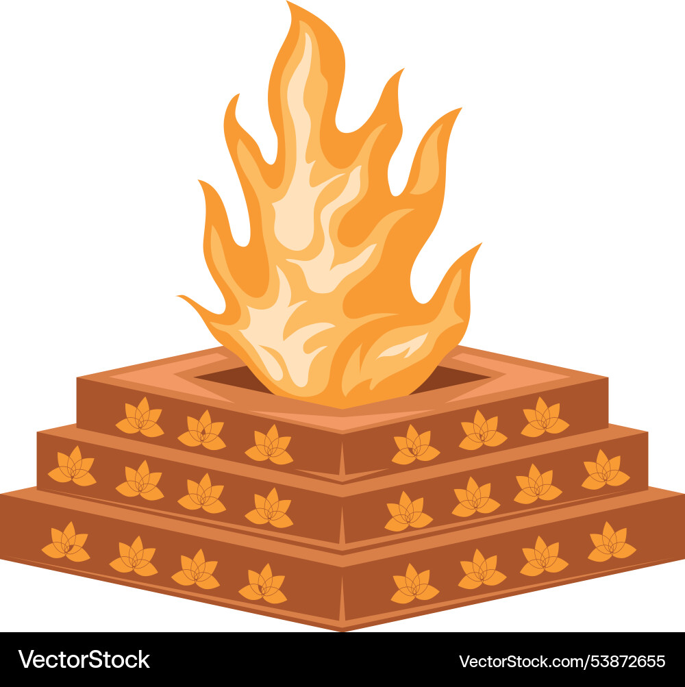 Havan kund with lotus stamps Royalty Free Vector Image