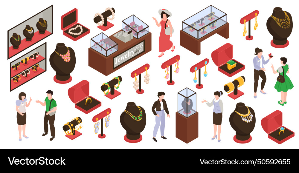 Jewelry shop set Royalty Free Vector Image - VectorStock