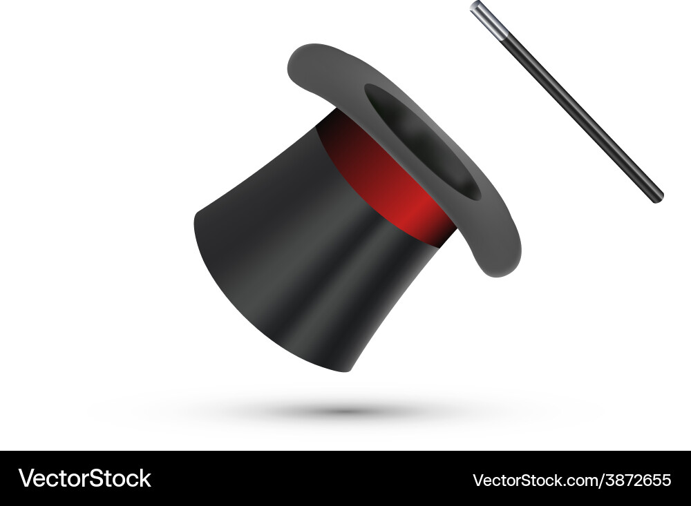 Magician's Top Hat with Magic Stick Royalty Free Vector