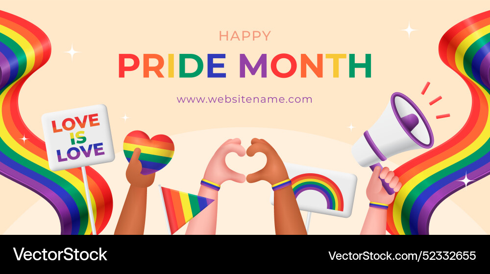 Realistic horizontal banner template for pride Vector Image