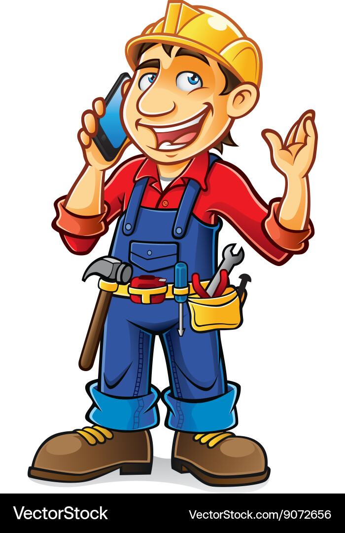 Cartoon builder talking Royalty Free Vector Image