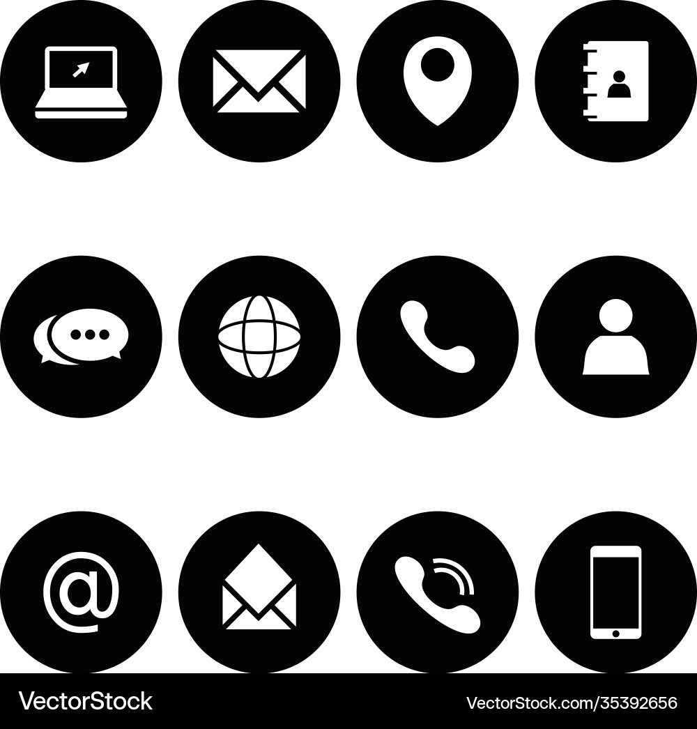 Contact us icons web icon call phone mail email Vector Image