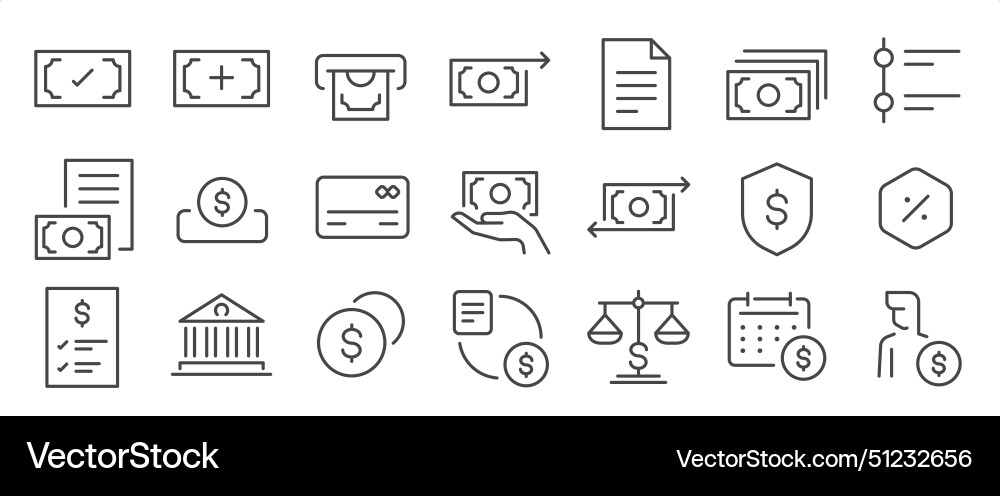 Financial app icon set Royalty Free Vector Image