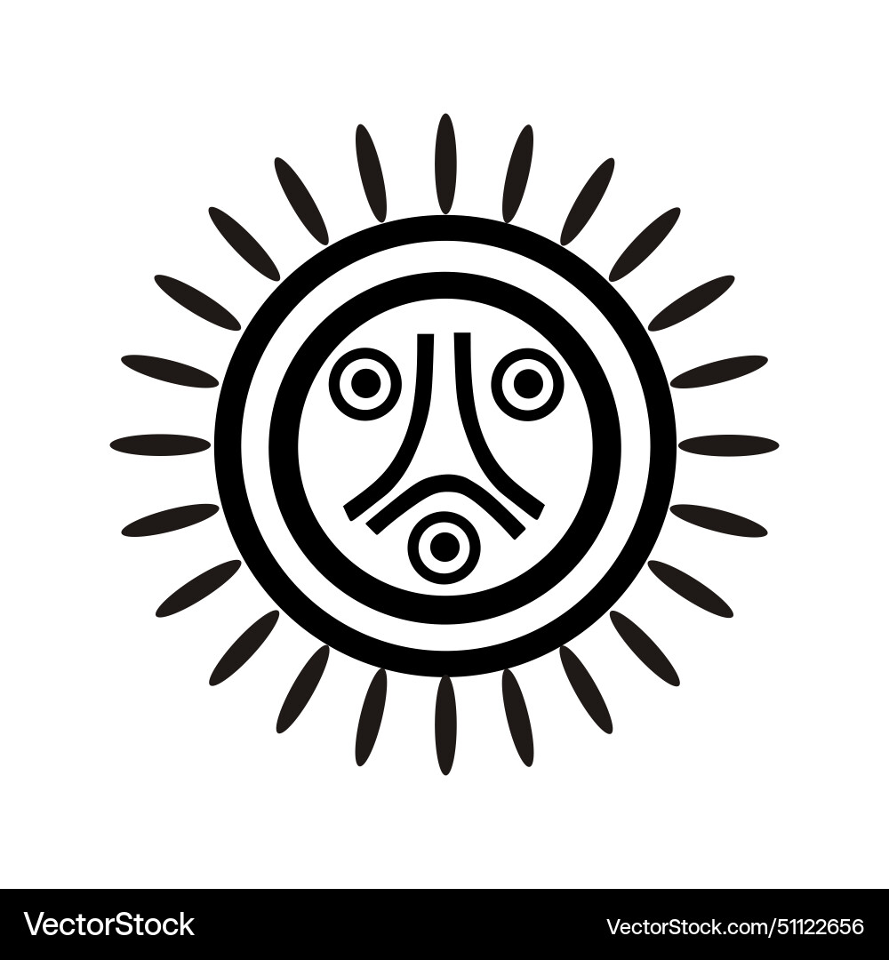Human face on sun symbol silhouette Royalty Free Vector
