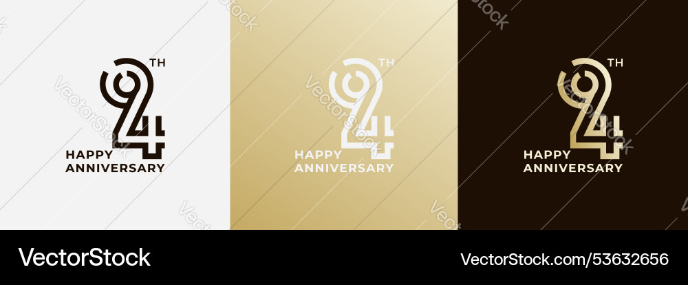 Logo 94th 94 years happy anniversary creative Vector Image
