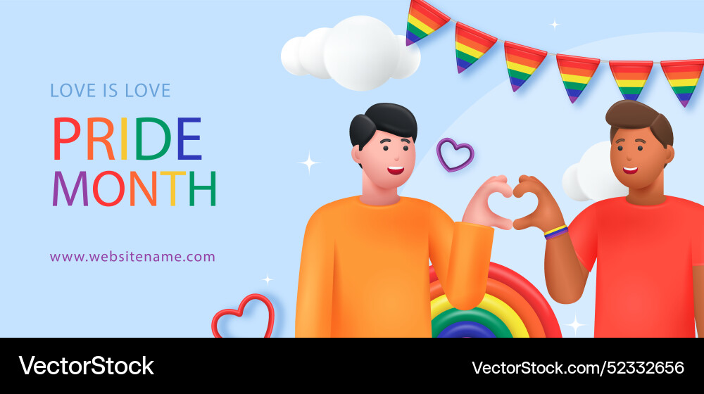 Realistic horizontal banner template for pride Vector Image