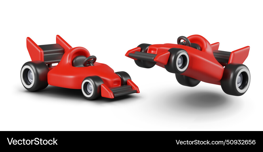 Red racing car stands and speeds forward high Vector Image