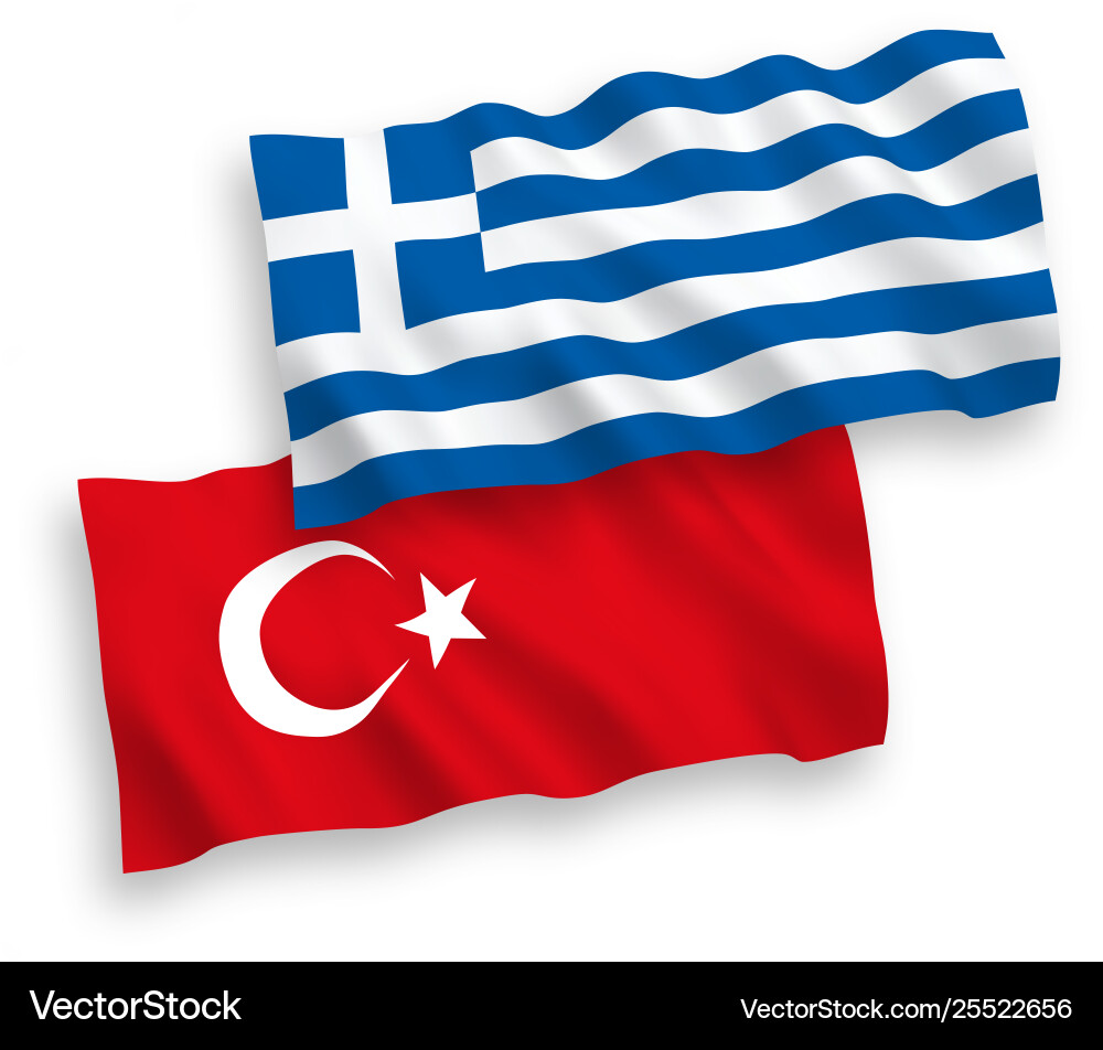 Turkey & Greece Flags - White Background Vector Image