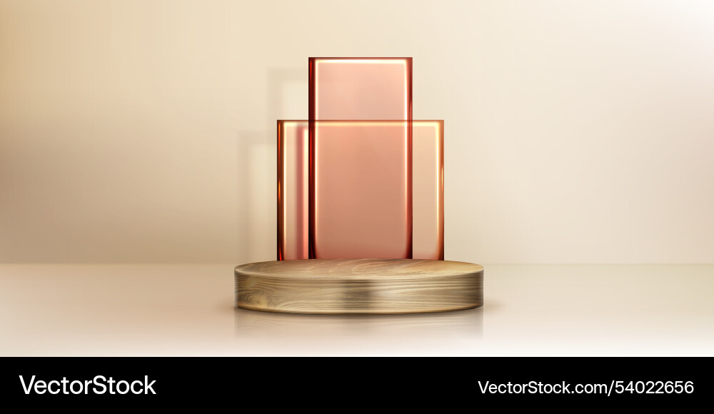 Wood cylinder board for product display Royalty Free Vector