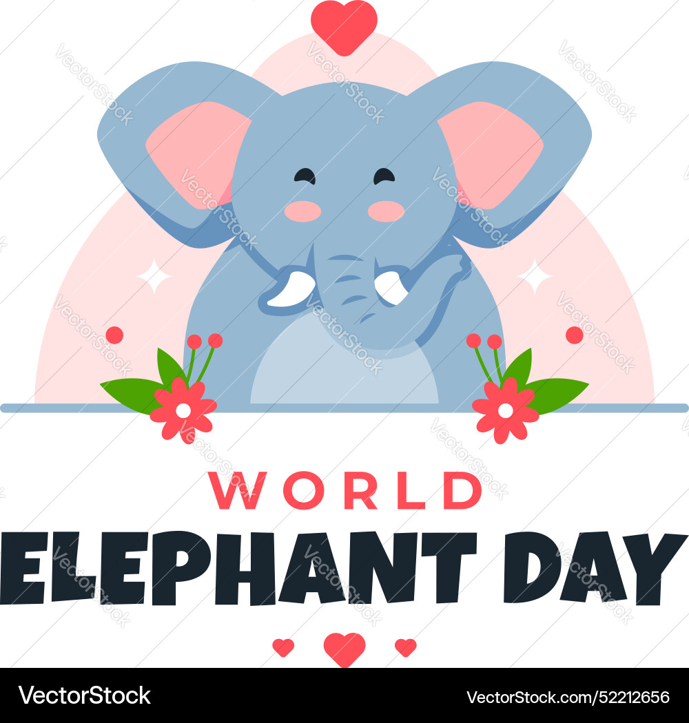 World elephant day design collection Royalty Free Vector