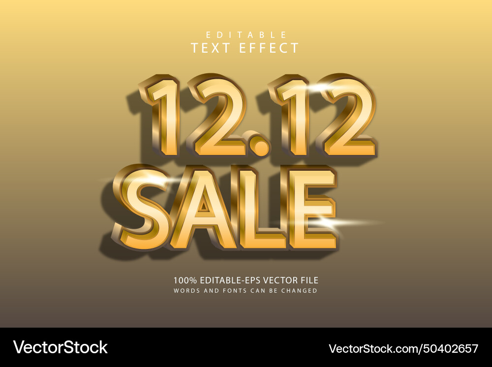 1212 sale editable text effect 3 dimension emboss Vector Image