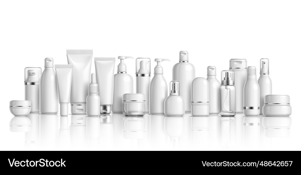 Beauty cosmetics product white package containers Vector Image