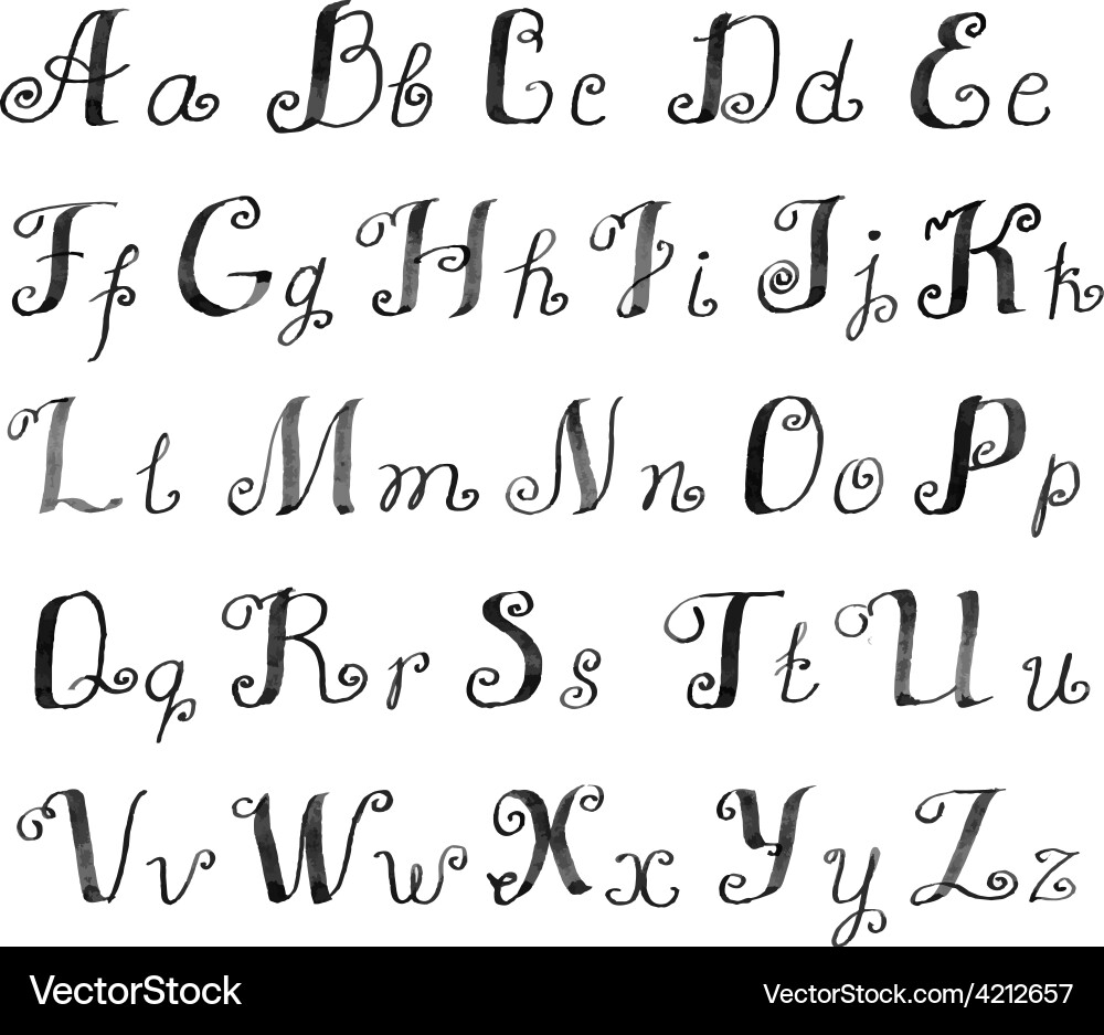 Cute handwritten ink alphabet Royalty Free Vector Image