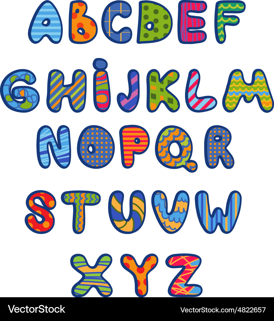 Funny kids colorful alphabet Royalty Free Vector Image