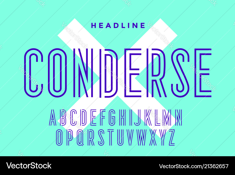 Line condensed alphabet and font Royalty Free Vector Image
